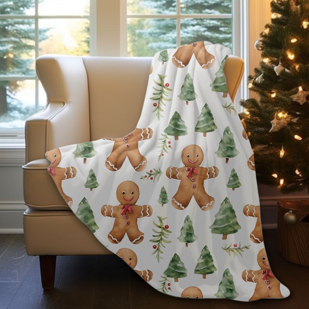 Gingerbread Blanket Vintage Christmas Gingerbread Throw Blanket for ...