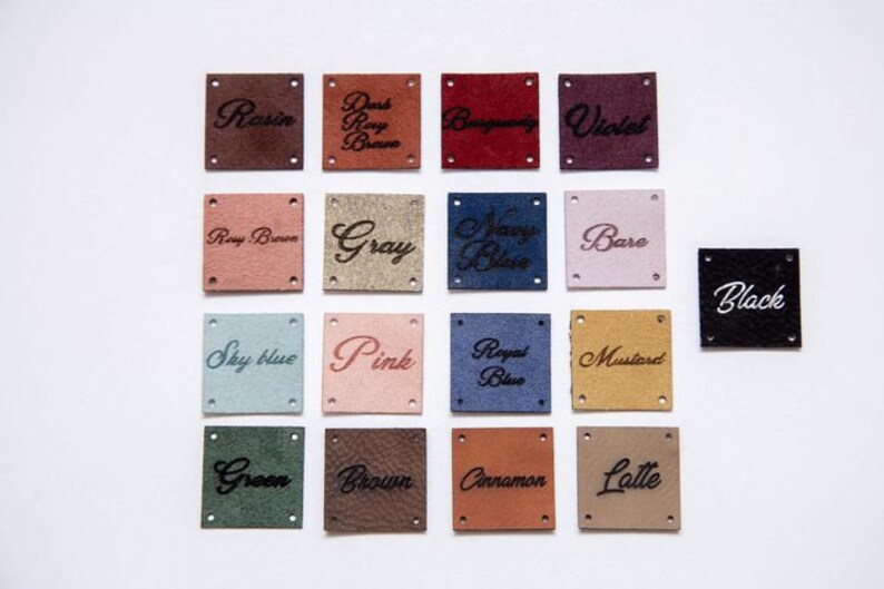 Faux leather tags. Rivet labels. Personalized tags. Clothing | Etsy