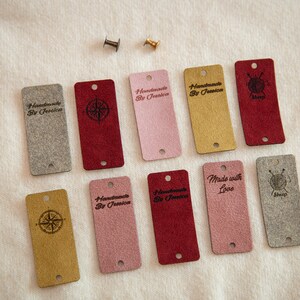 Faux Leather Tags. Rivet Labels. Personalized Tags. Clothing Labels ...