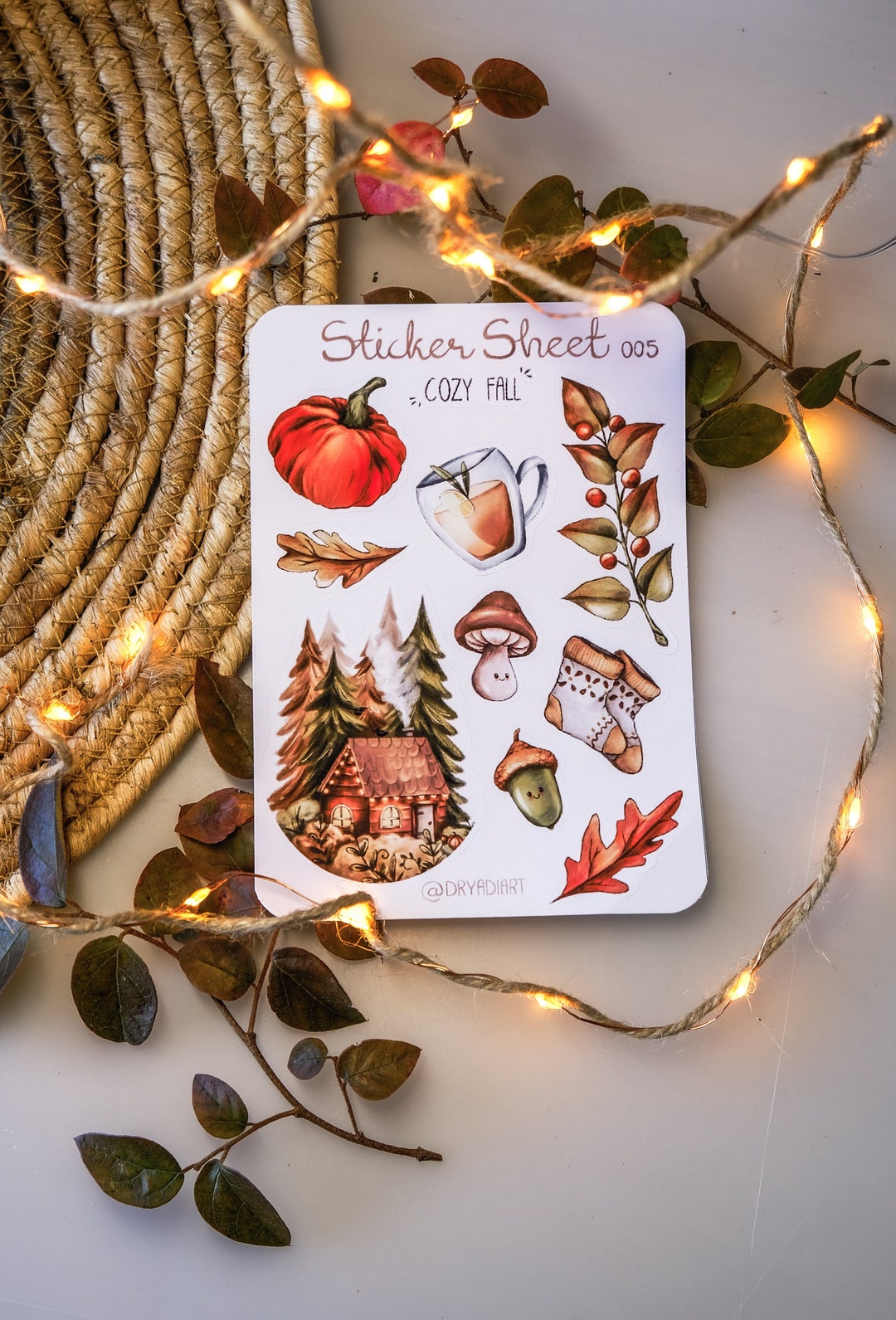 Cozy Fall Sticker Sheet, Art Sticker Sheet, Journaling Cute Stickers ...