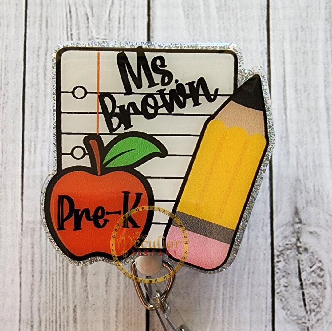 Custom Teacher Notepad Badge Reel - Etsy