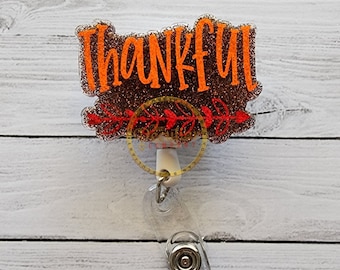Thankful Leopard Pumpkin Badge Reel Fall Badge Reels - Etsy