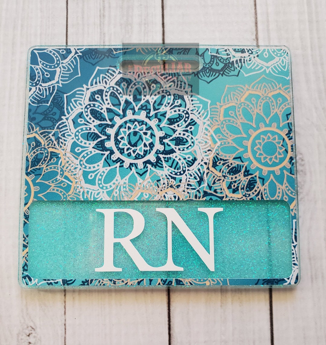 Blue Mandala Badge Buddy (various Sizes), Nursing, RN, CNA,RRT, Rt, Md ...