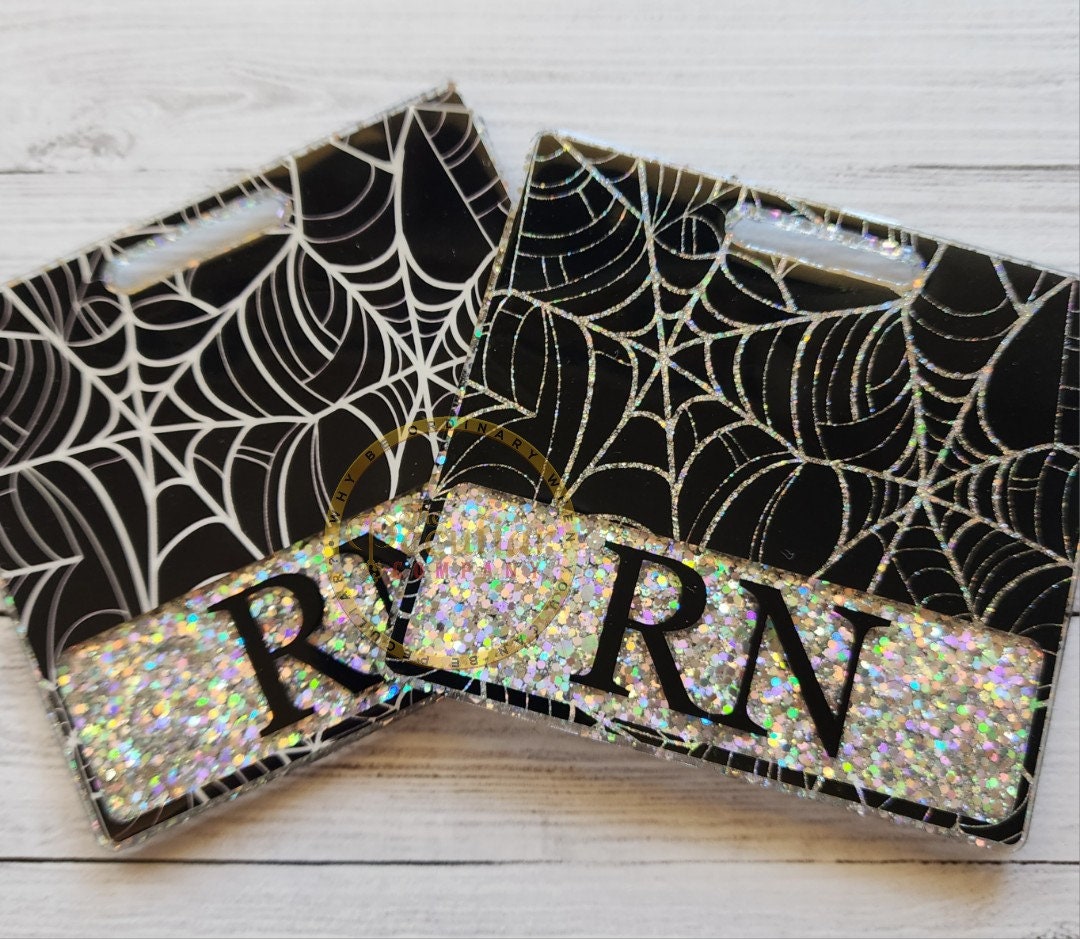Spider Web Badge Buddy (glitter or Solid), Badge Backer, Credentials ...