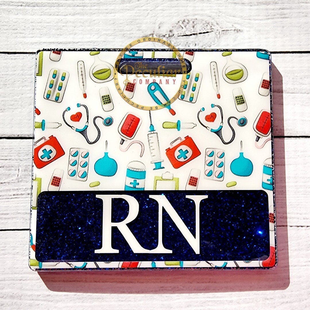 Healthcare Badge Buddy: Glitter RN Badge Backer - Etsy