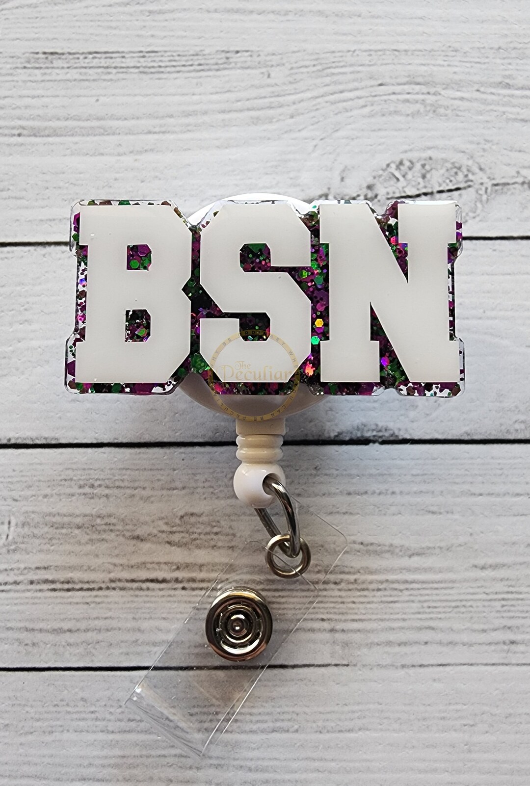 BSN Nurse Badge Reel: Glitter Acrylic, RN Gift - Etsy