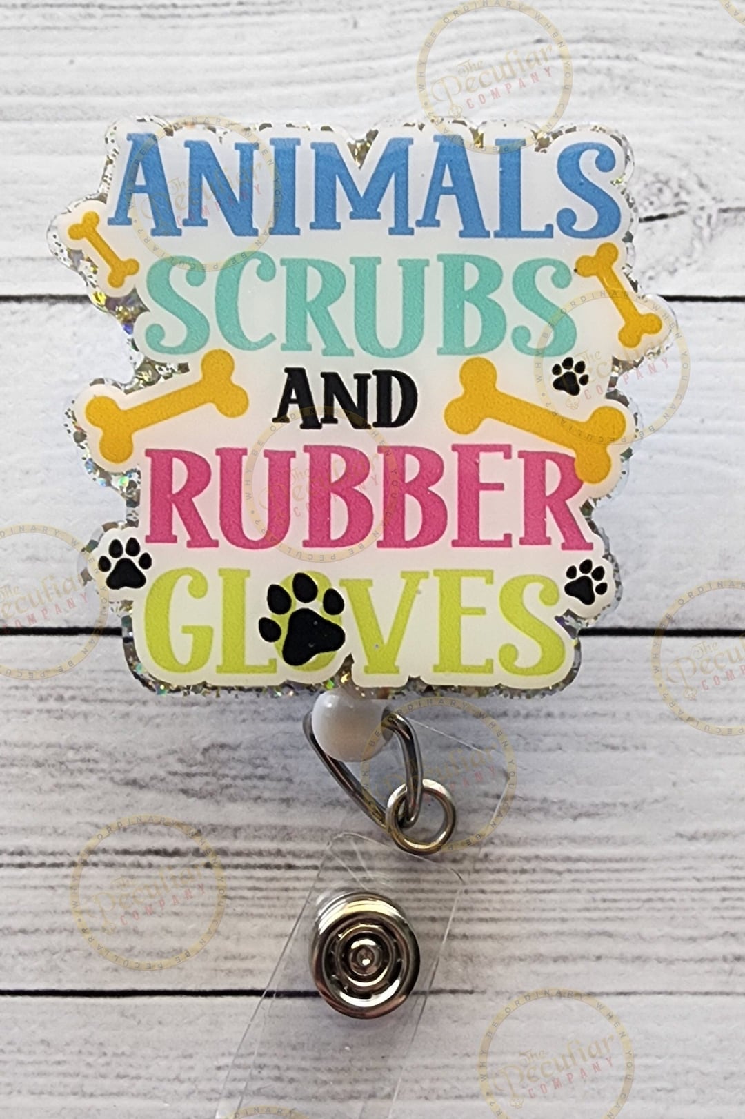 Animals Scrubs and Rubber Gloves Badge Reel, Veterinarian, Pets, Vets ...