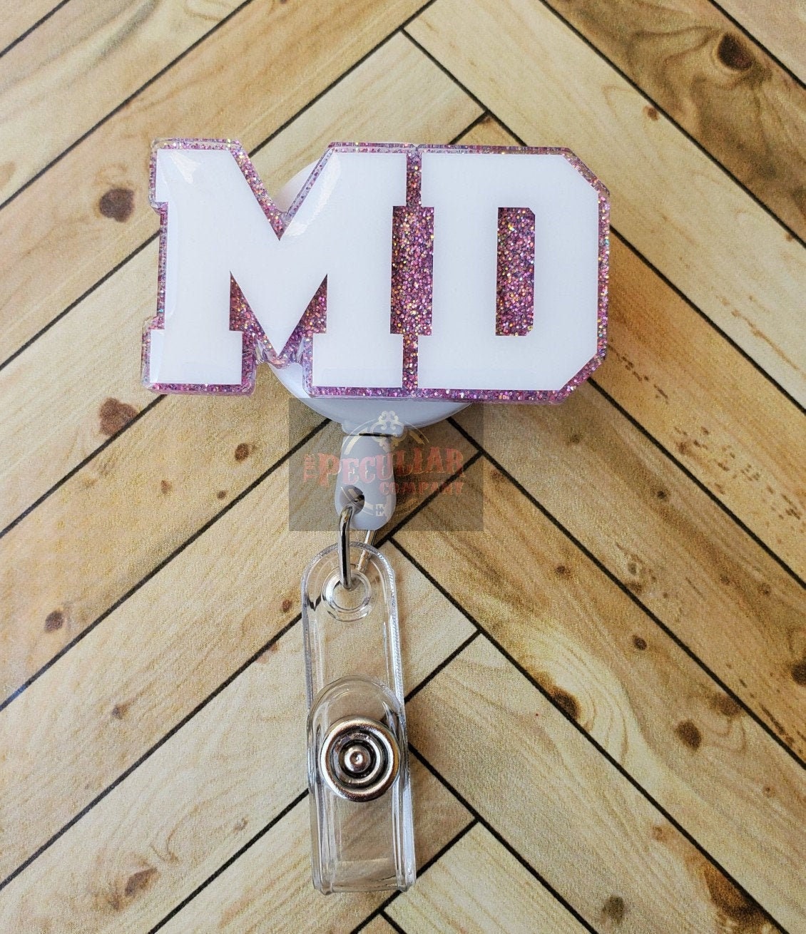 MD Badge Reel Doctor Medical Doctor Work Badge MD Glitter | Etsy