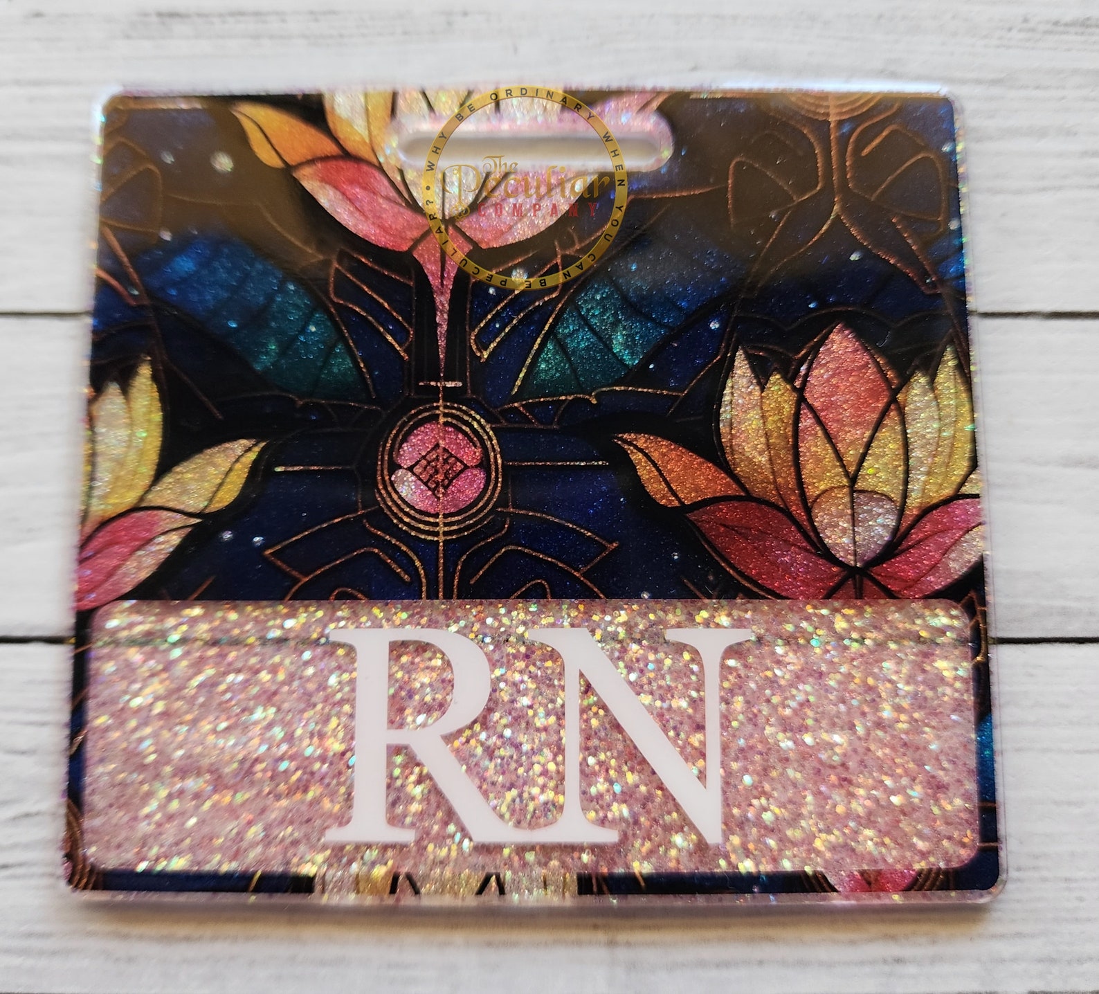 Glitter Lotus Badge Buddy: Floral ID Card Holder - Etsy