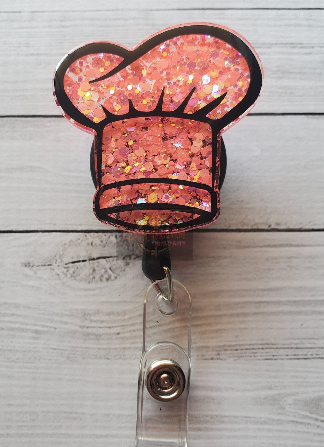 Glitter Chef Hat Badge Reel, Badge Holder, Sous Chef, Appreciation Gift ...