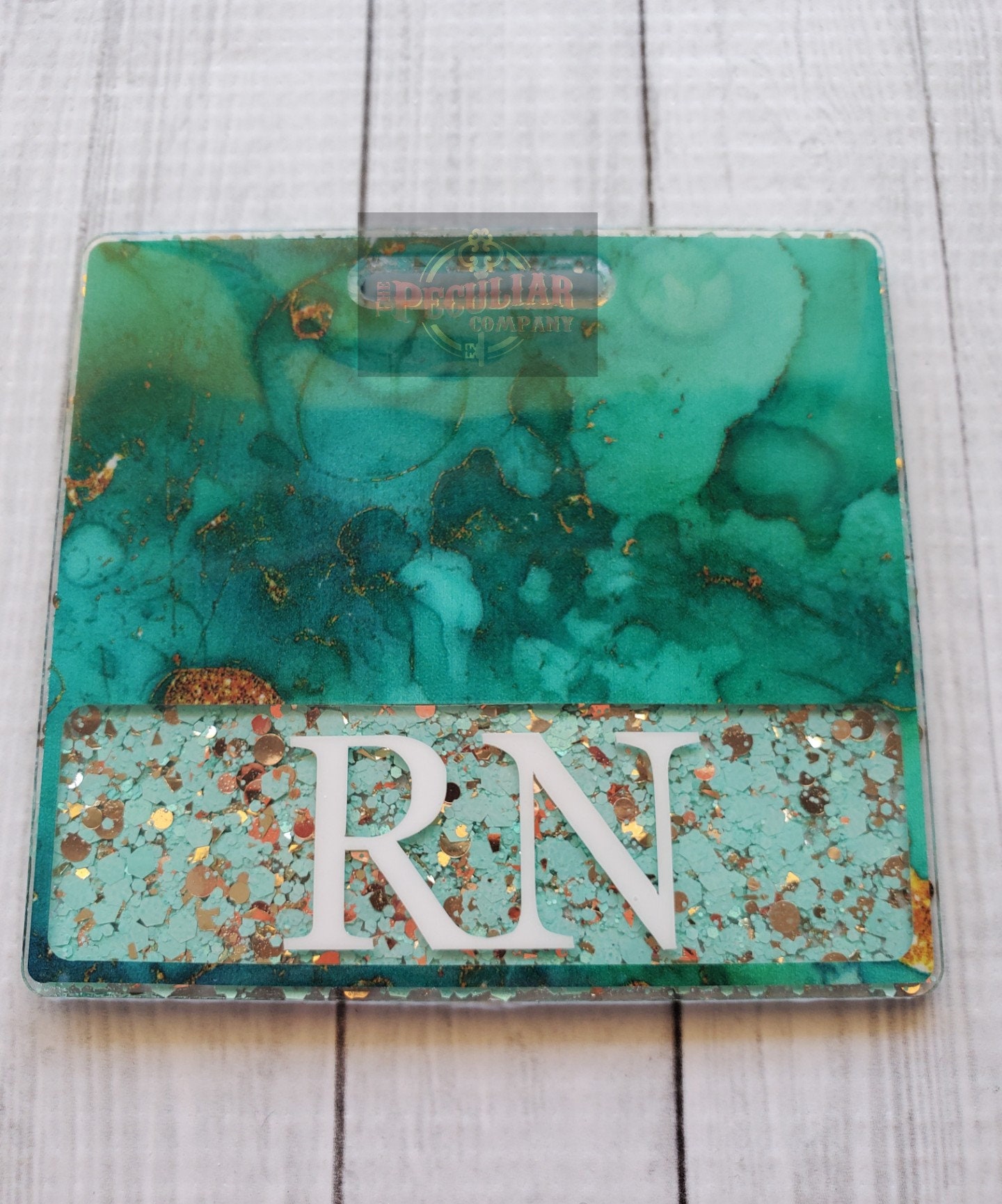 Teal Green Marble Badge Buddy: Glitter Nurse Badge Backer - Etsy