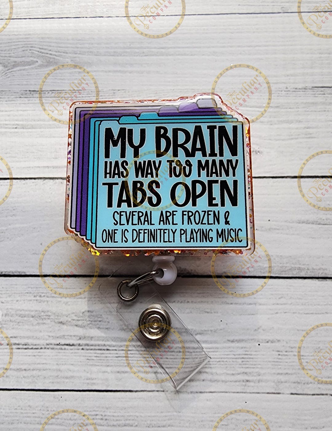 Brain Tabs Badge Reel: Funny Work Badge Holder - Etsy
