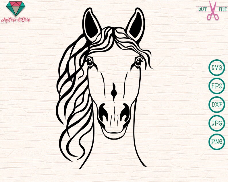 Horse Svg, Horse Face Svg, Cricut, Farm Animal Clipart, Head Face ...