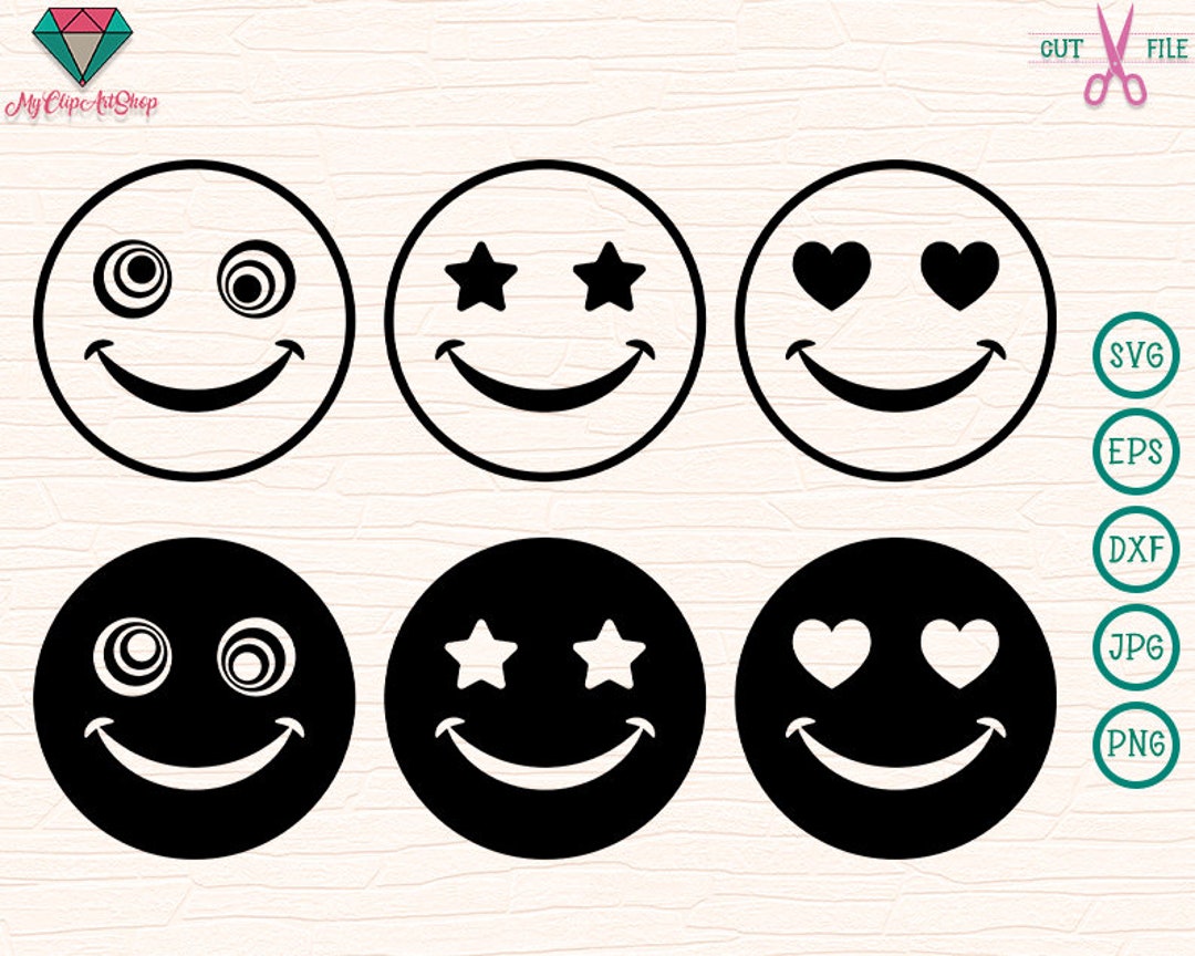 Smiley Face Svg Bundle Svg Heart Smile Svg Happy Face Svg - Etsy Hong Kong