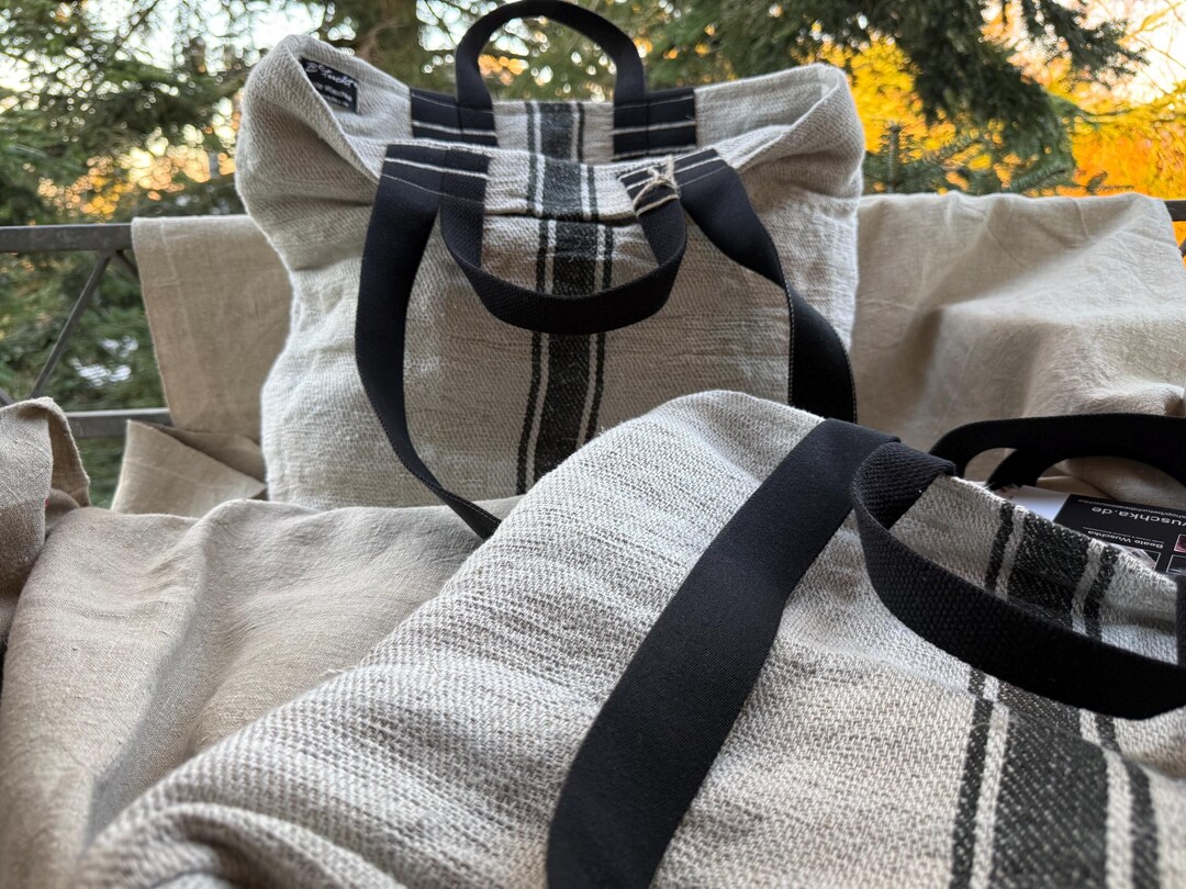 Large Bag, Shopper Made of Antique Grain Sack Linen, Lined With ...