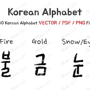 40 Hangul Pack/korean Alphabet/vector PDF PNG File/calligraphy Template ...