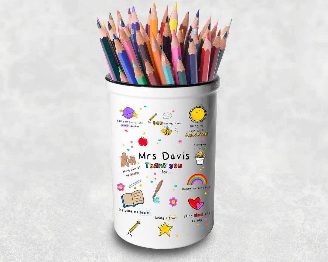 Teacher Pencil Pot, Teacher Personalised Stationary Pot, Teacher ...