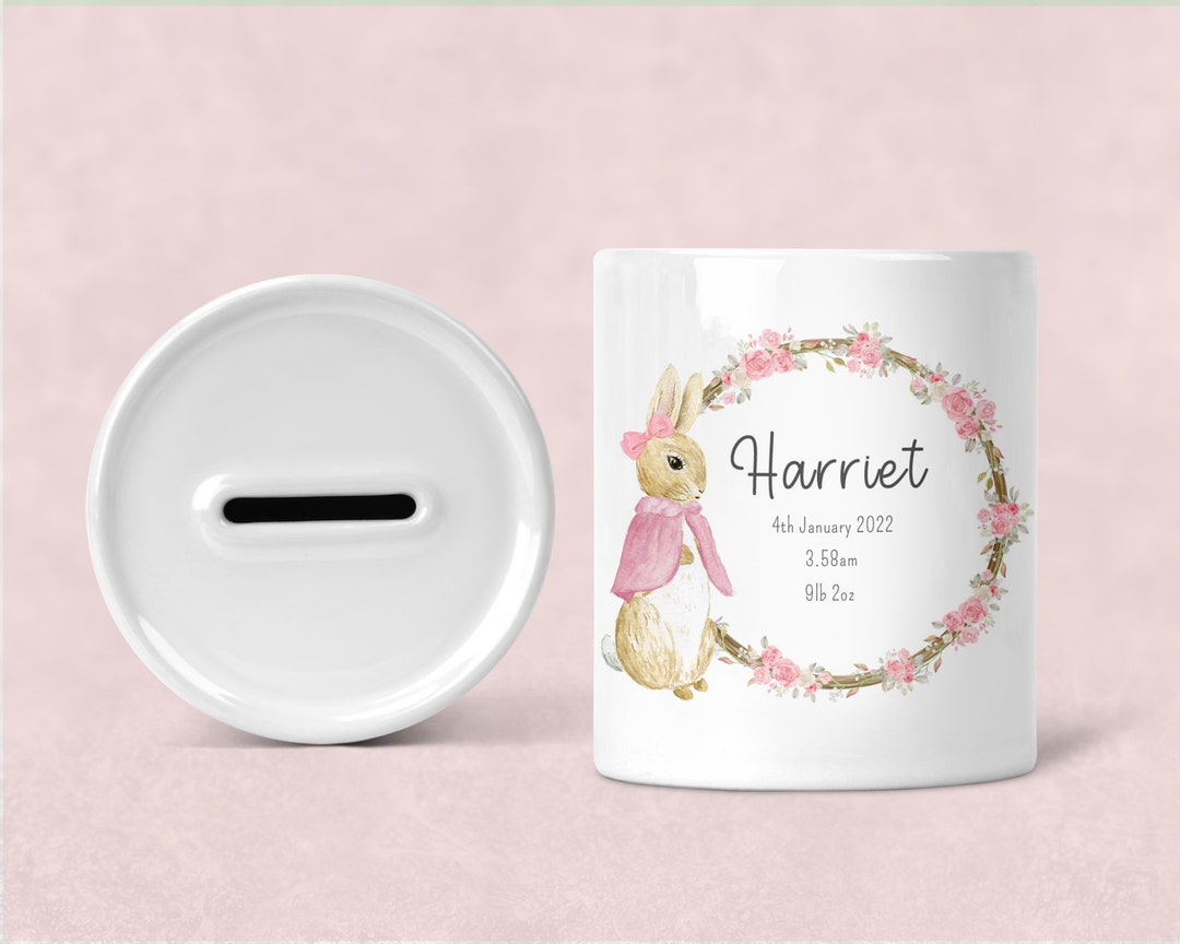 Personalised Money Box, Peter Rabbit Money Box, Flopsy Bunny Gift ...