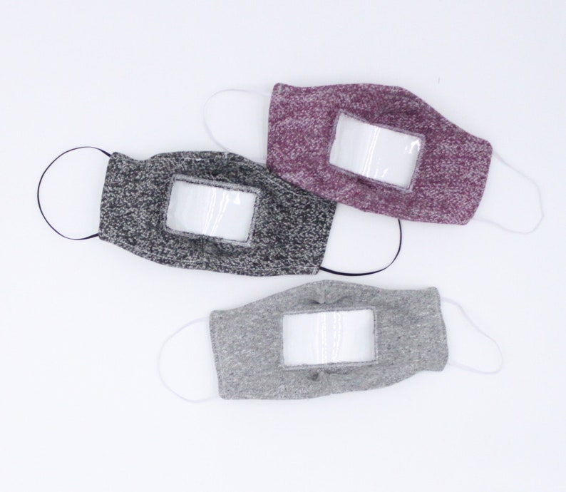 Made in USA Cotton Adult Clear Window Wrap Around Face Mask - Etsy