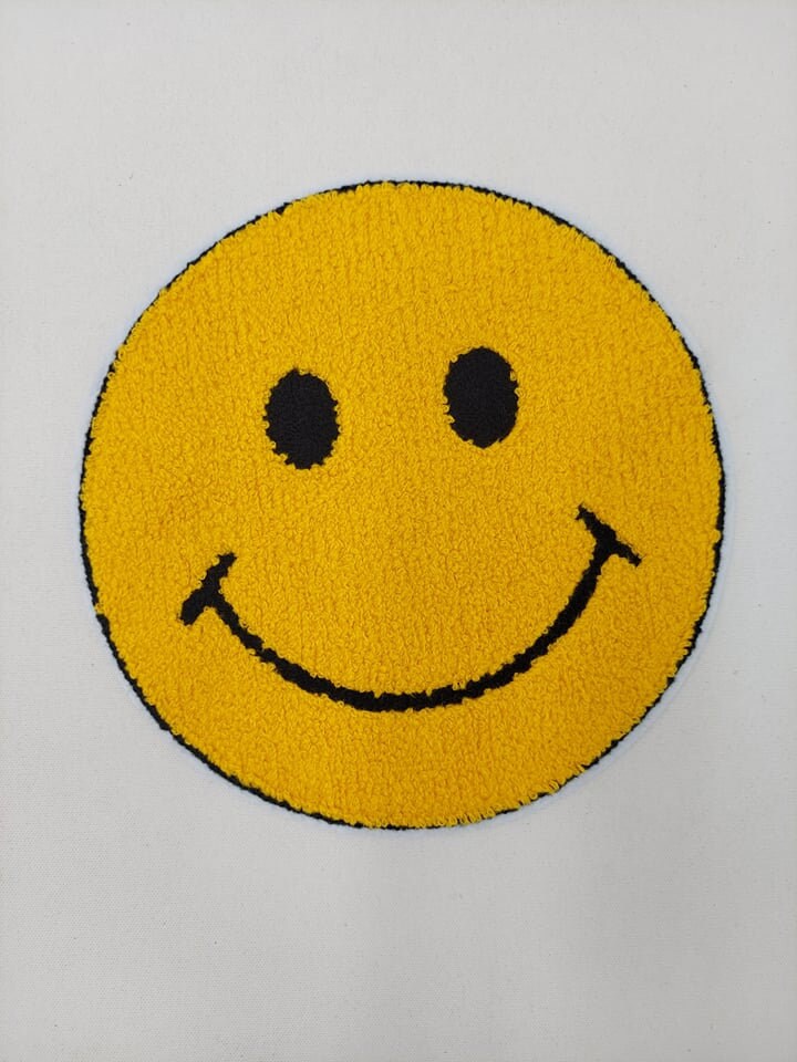 Chenille Patch: Yellow Happy Face Large and Small Ships From - Etsy