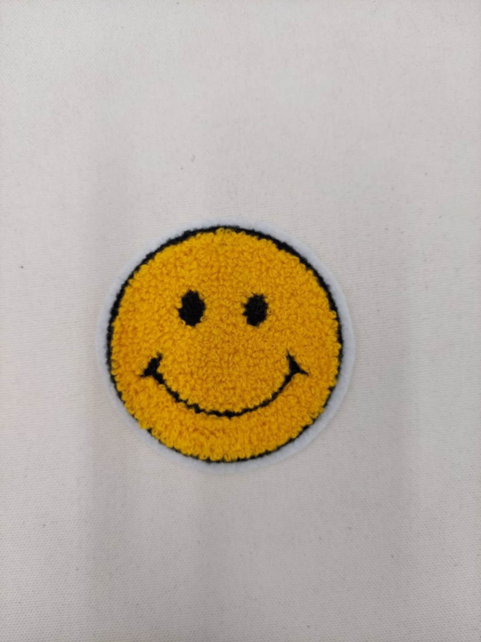 Chenille Patch: Yellow Happy Face Large and Small Ships From - Etsy