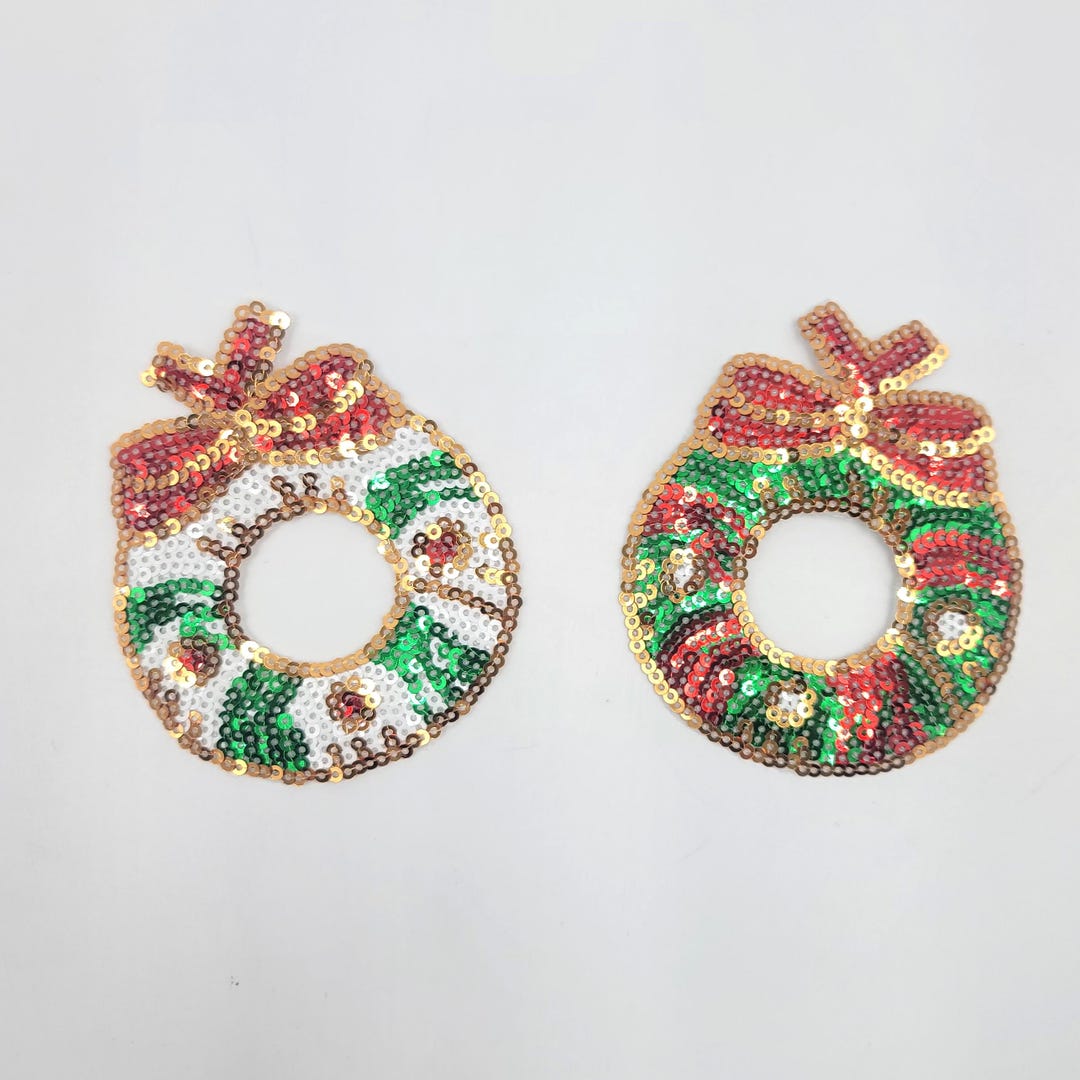 Sequin Wreath Green and White Patches - Ships From USA - Etsy