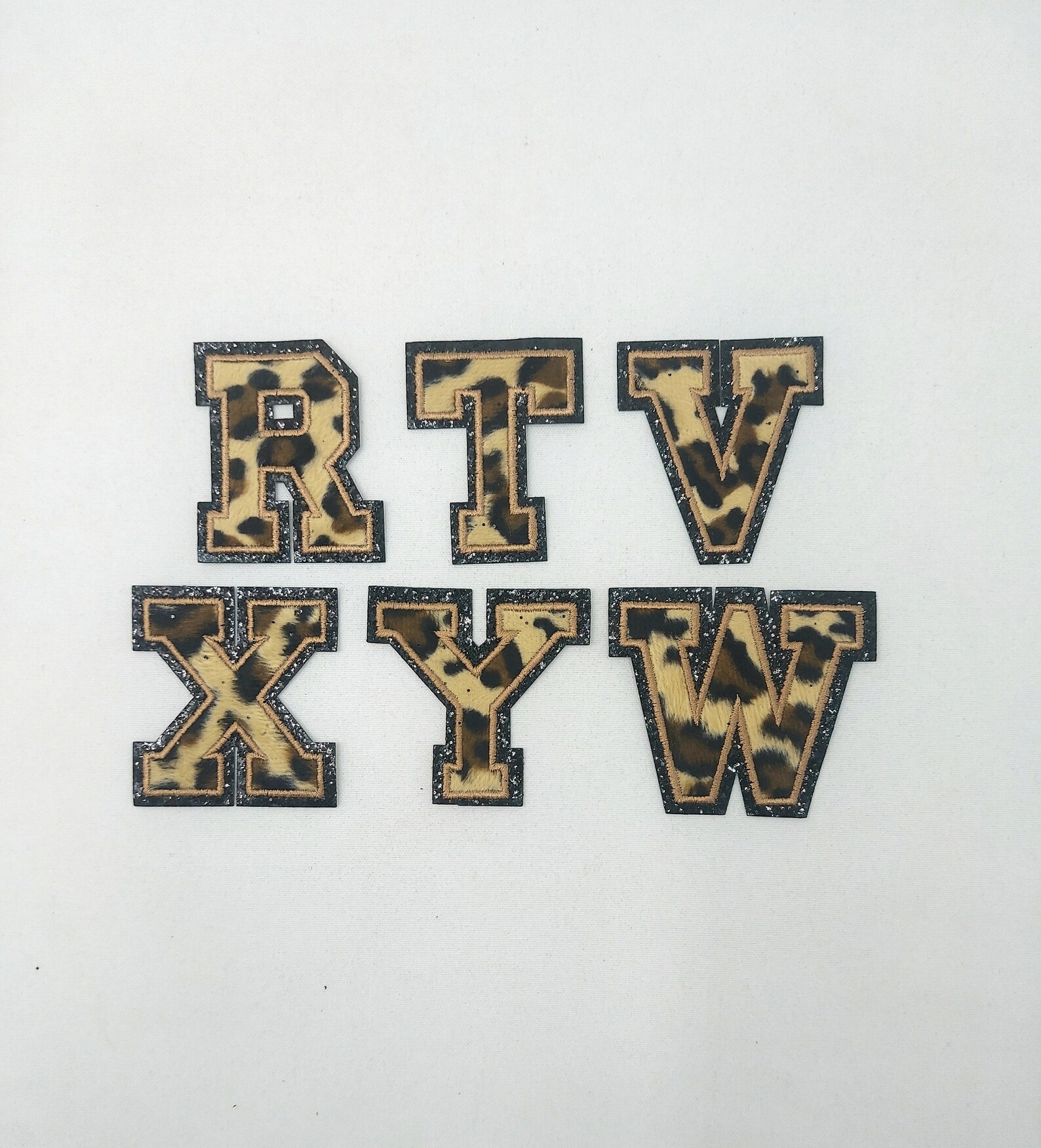 3 Inch Fuzzy Letter With Black Glitter Border Leopard Animal Print ...