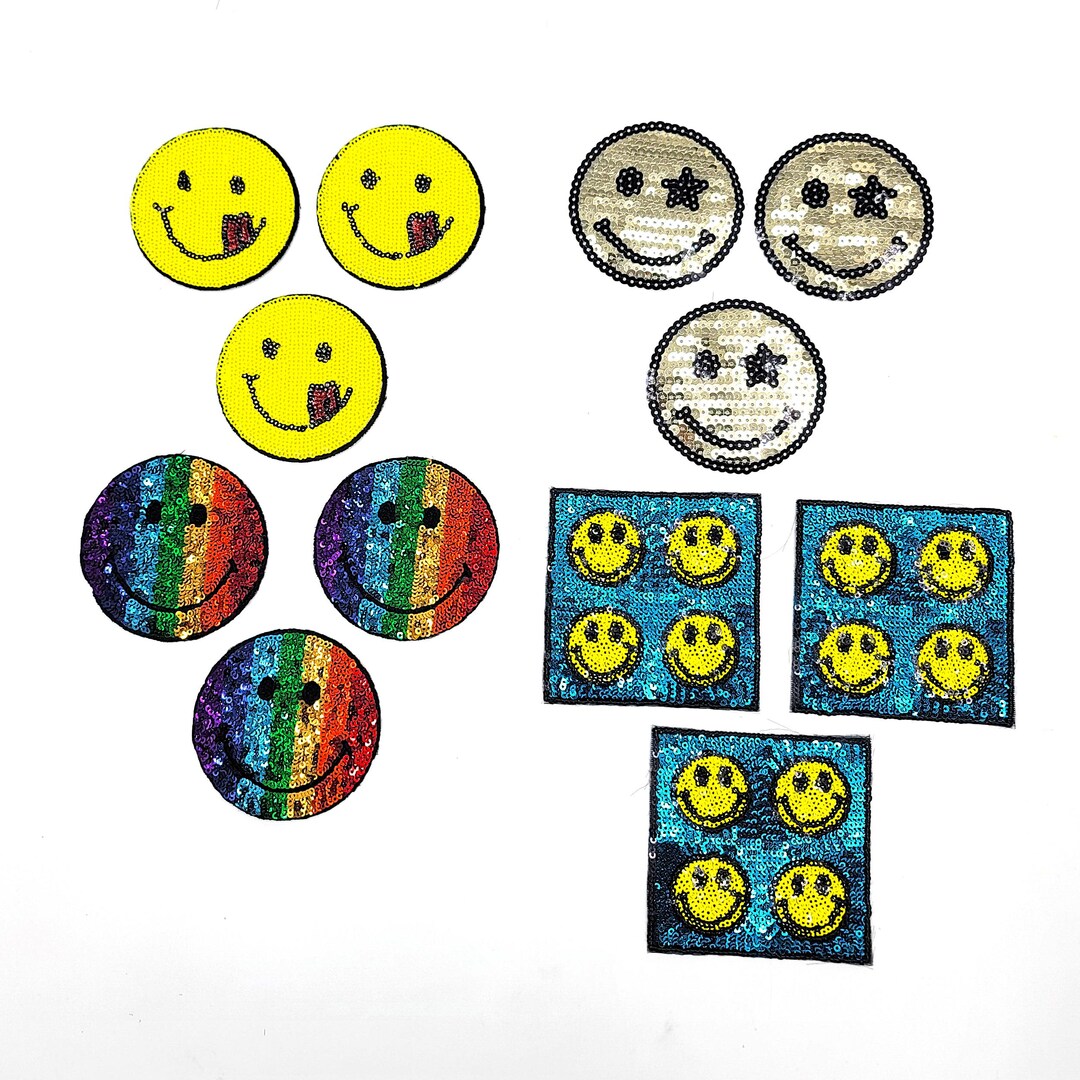 Sequin Happy Face Licky Face Star Rainbow Collage Smiley Faces - Ships ...