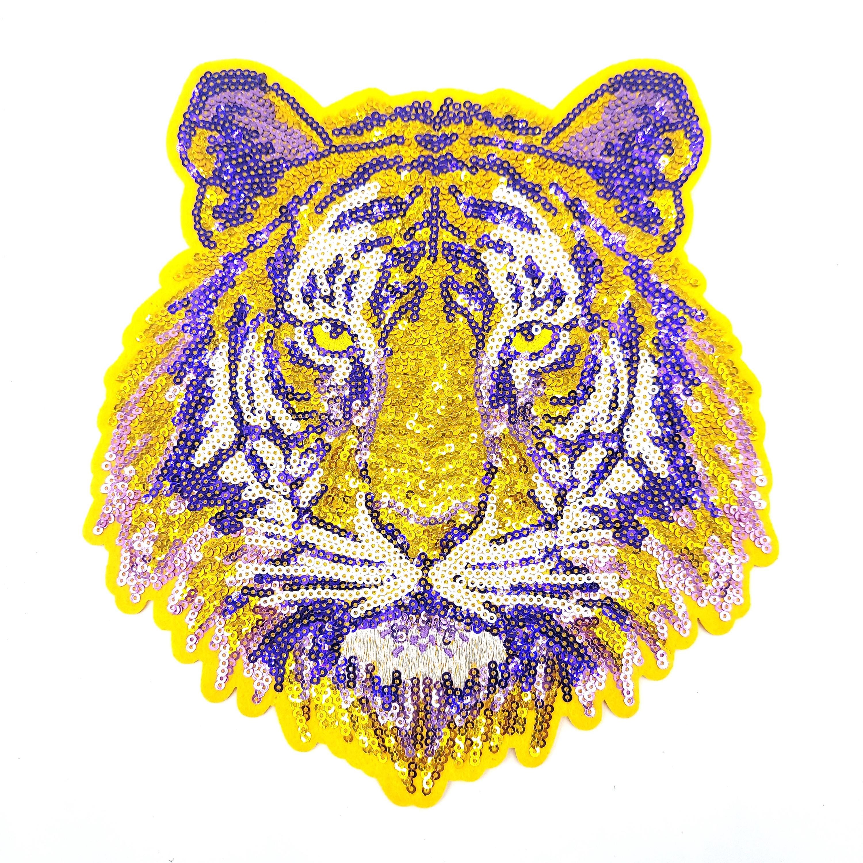 Sequin Purple and Yellow Tiger - Ships From USA - Etsy