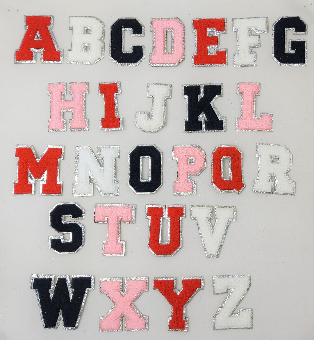 3 Inch Chenille Letter With Silver Glitter Border: Pick Your Letter ...