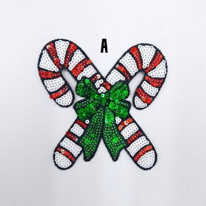 Sequin and Embroidery Snowman Candy Canes Christmas Trees Patches - Ships From USA - Etsy