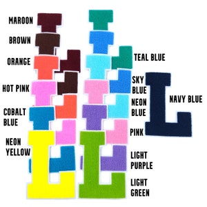 NEW COLORS WHITE Background Large 8 Inch Chenille Letters With White ...