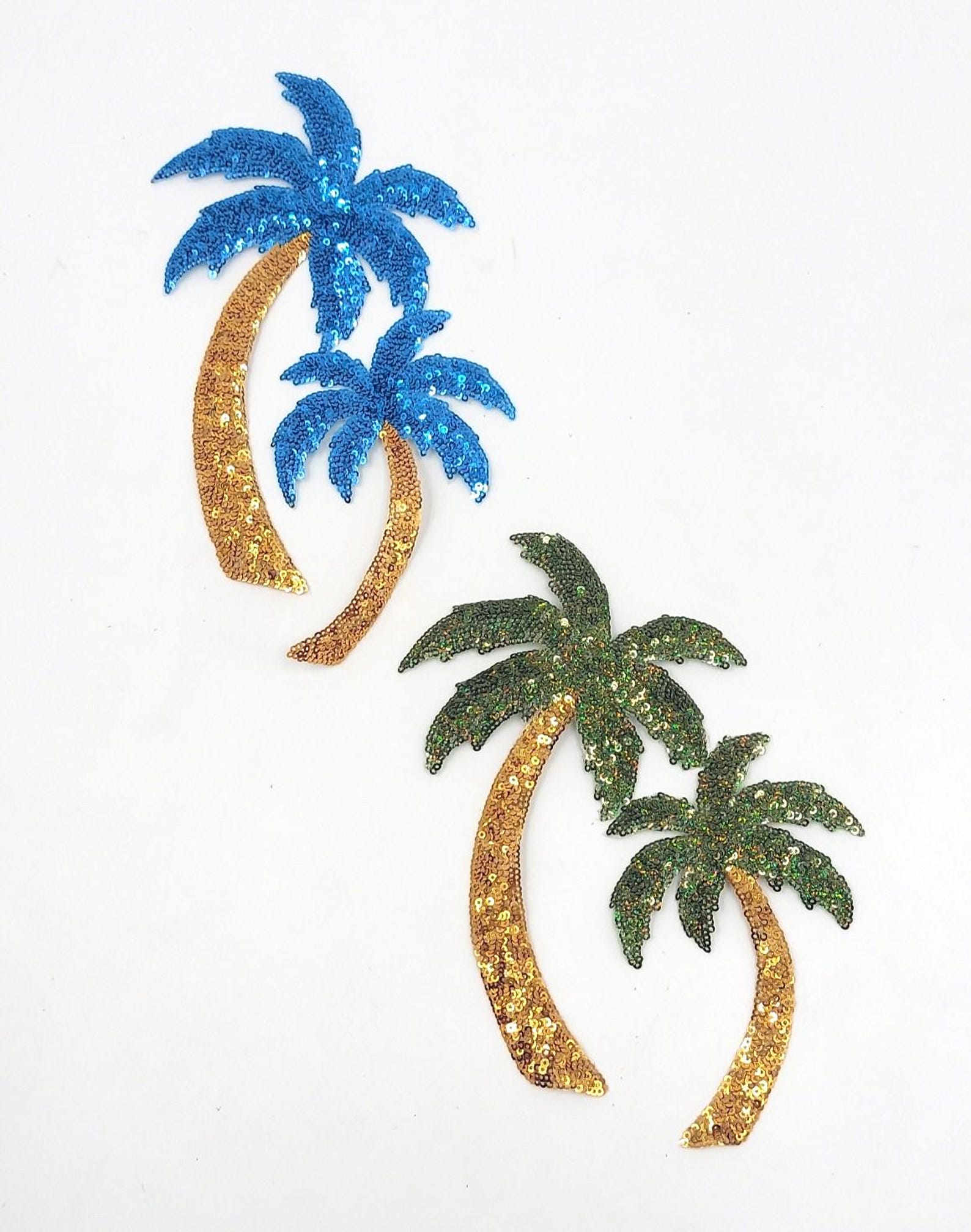 Sequin Blue or Green Palm Tree Patches - Ships From USA - Etsy