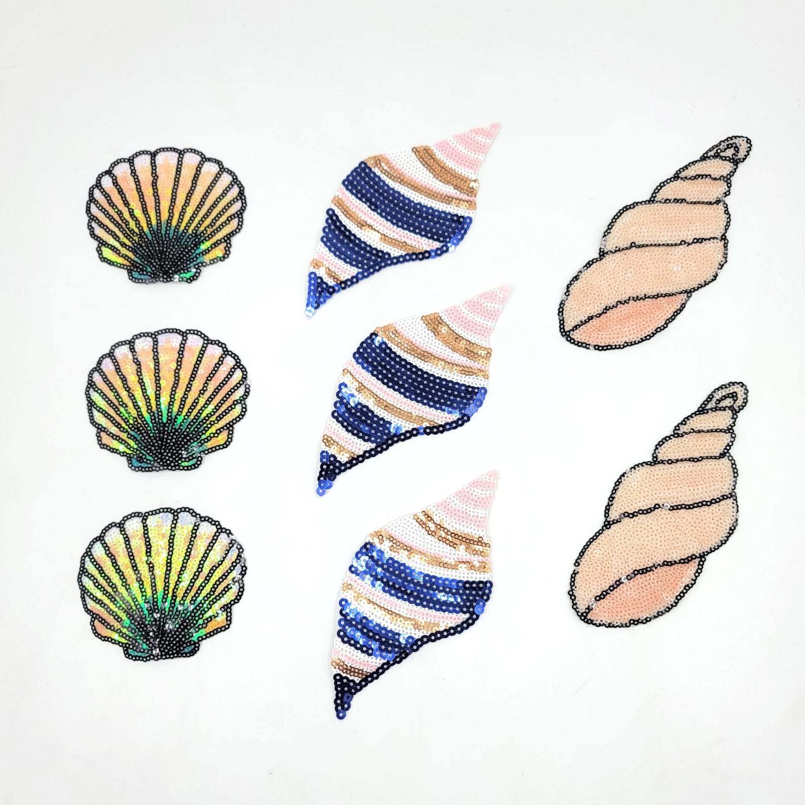 Sequin Conch Mermaid Spiral Sea Shells Patches - Ships From USA - Etsy