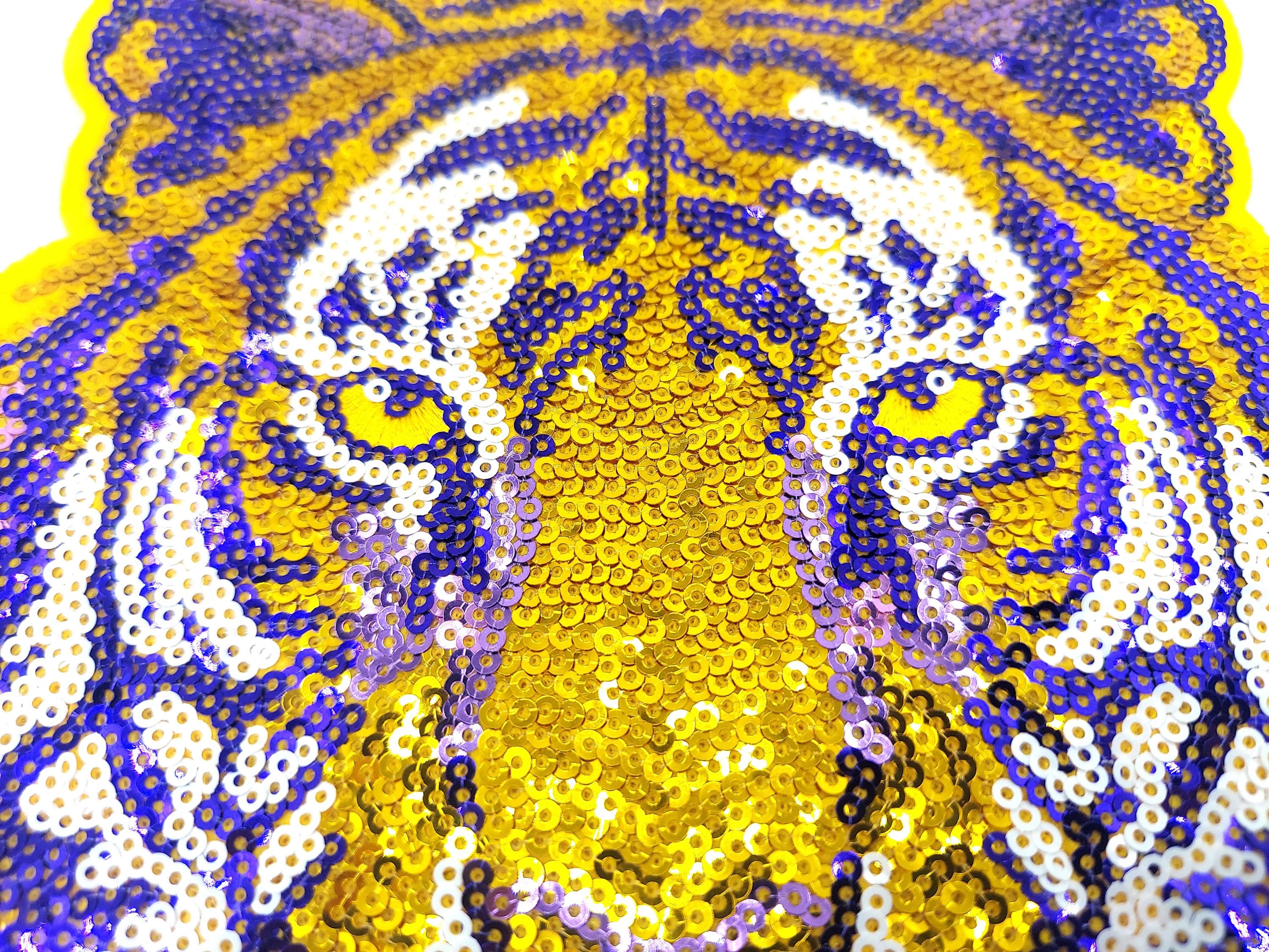 Sequin Purple and Yellow Tiger - Ships From USA - Etsy