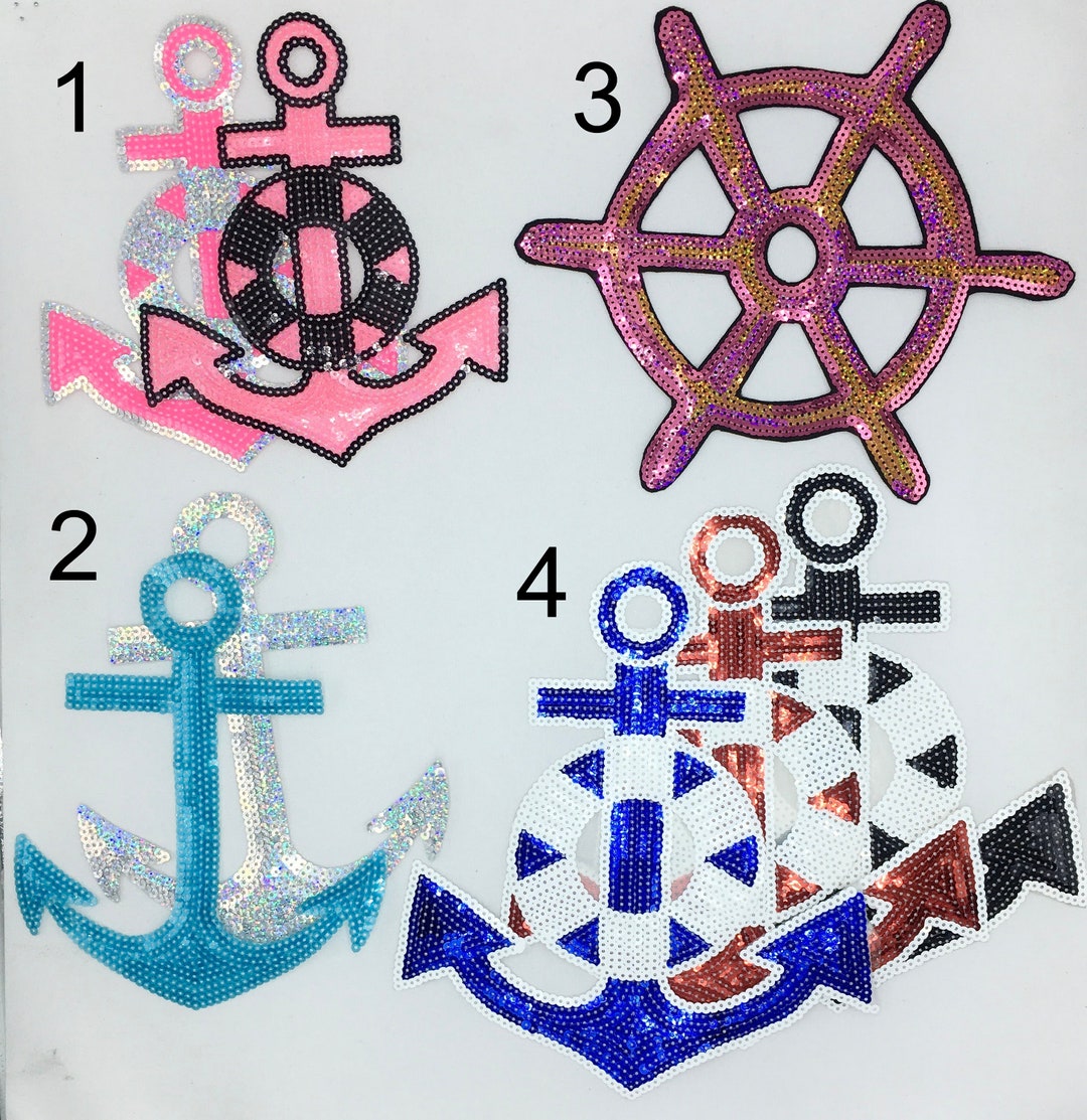 Sequin Anchor and Steering Helm Patches - Ships From USA - Etsy