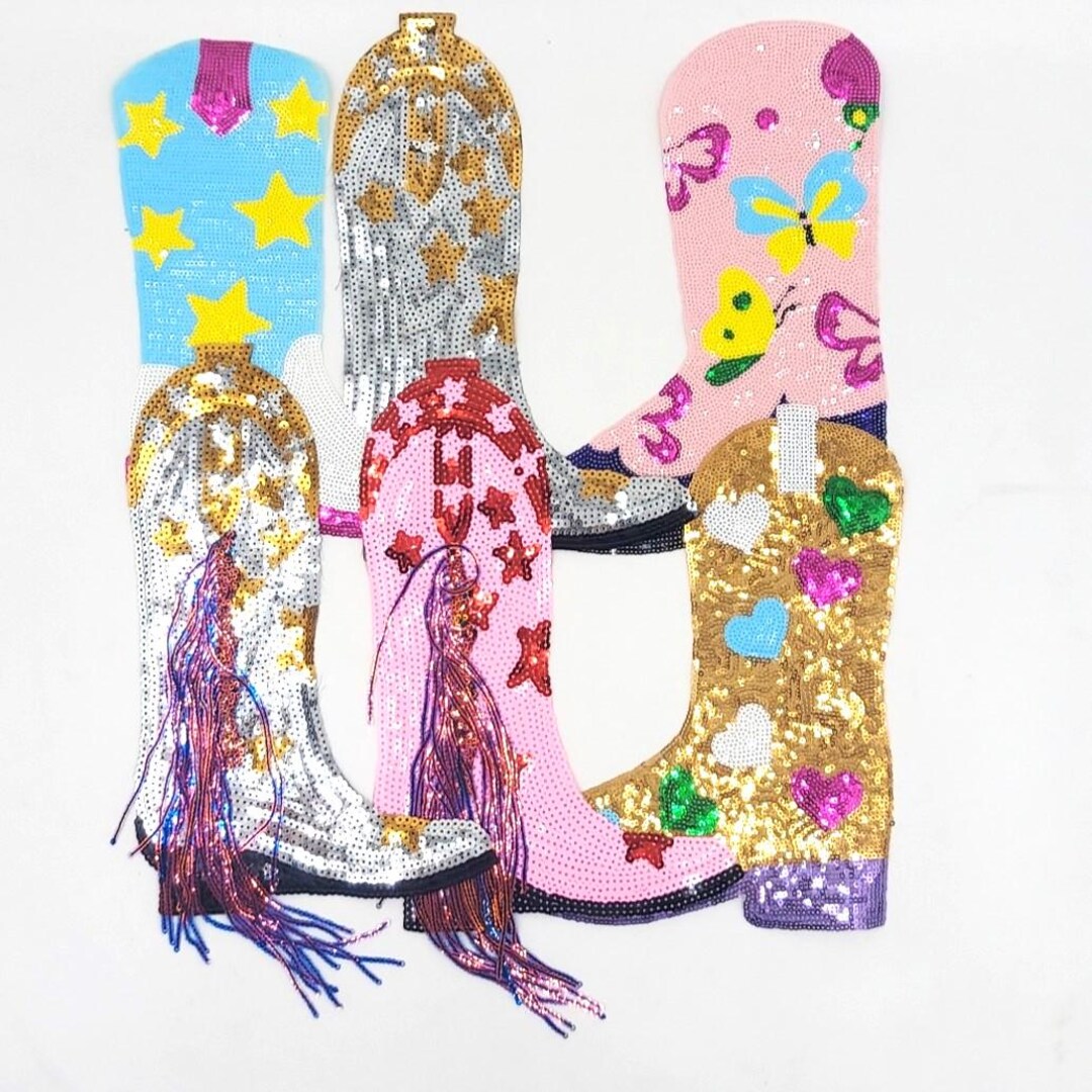 Sequin Cowboy Boot Patches - Ships From USA - Etsy