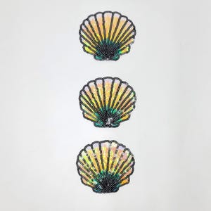 Sequin Conch Mermaid Spiral Sea Shells Patches - Ships From USA - Etsy