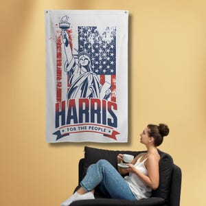 Kamala Harris Patriotic Wall Flag Vintage Statue of Liberty American ...