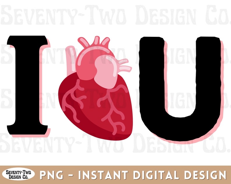 I Heart You digital Png Sublimation Design - Etsy