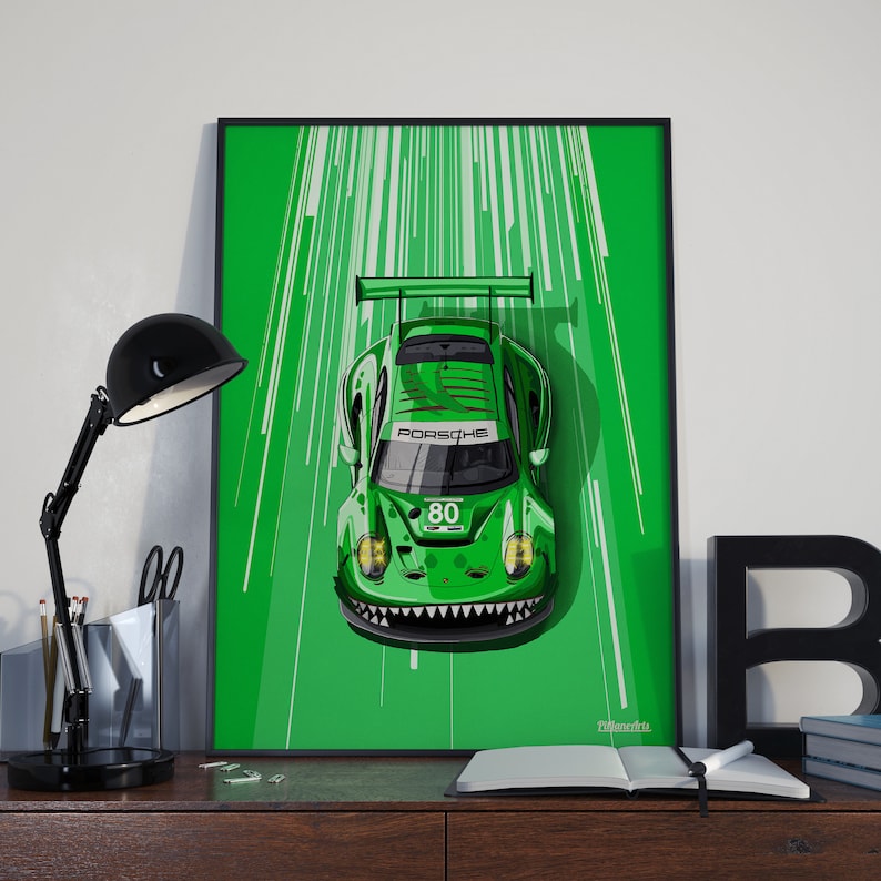 Porsche 911 RSR REXY Rennauto Motiv. Illustration der klassischen ...