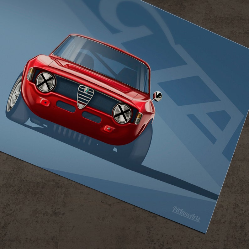 Alfa Romeo Giulia GTA 1965 Digital Illustration, Car Art, Car Drawing ...