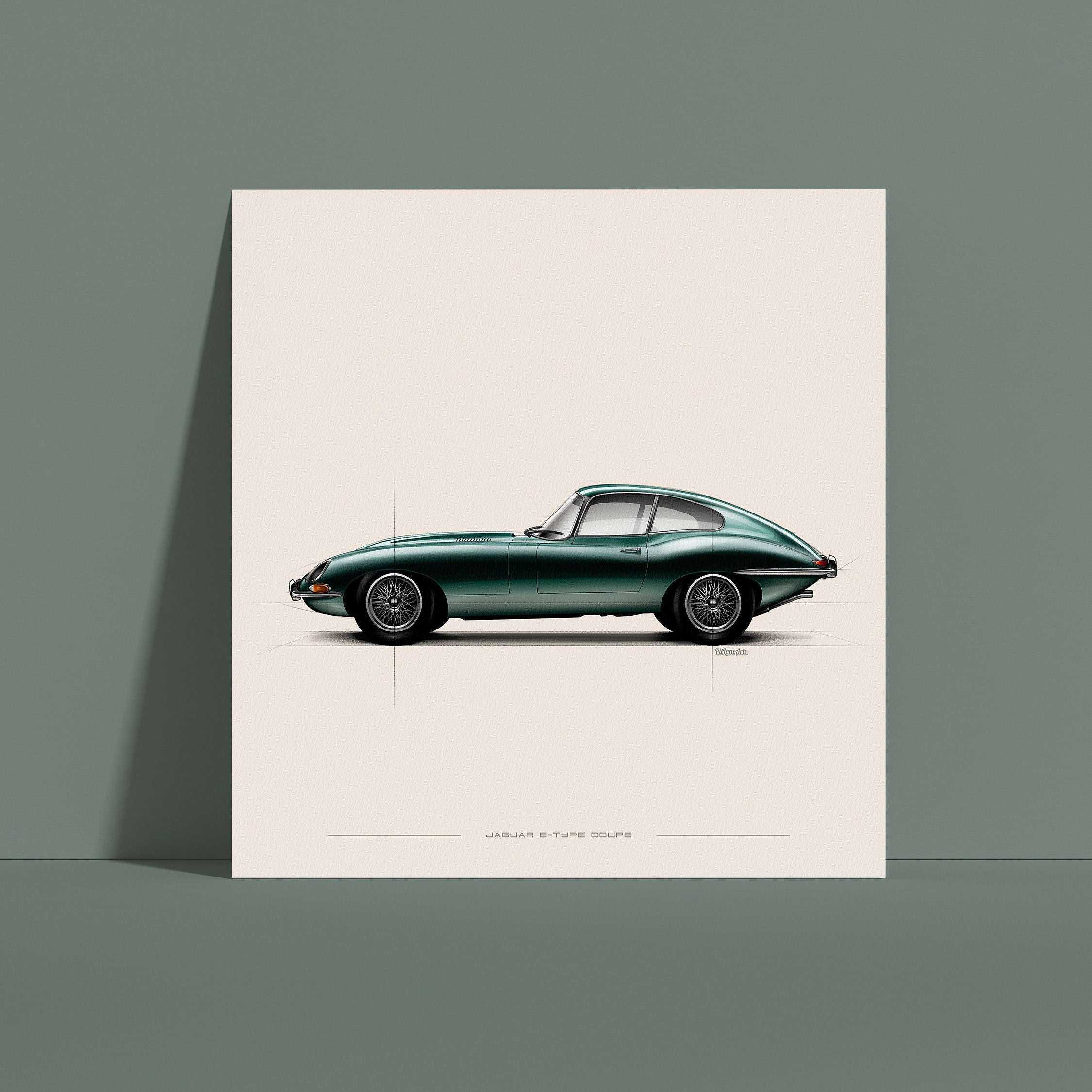 Jaguar E-type Print. Unique Car Illustration. Side View - Etsy