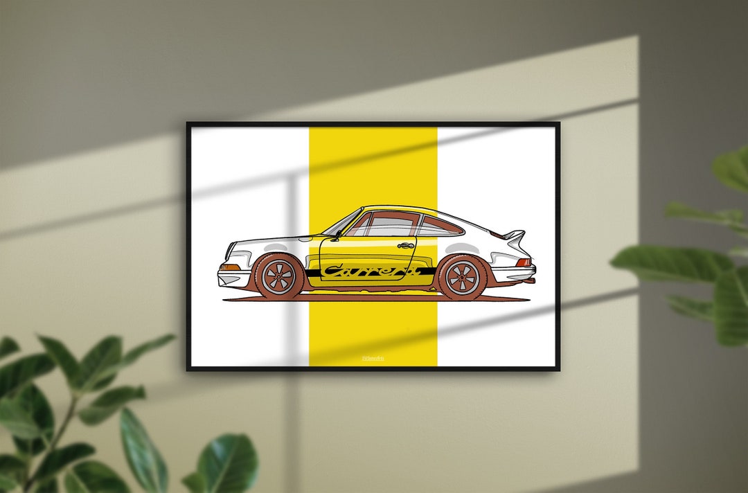 Porsche 911 RS Side View Sketch. Unique Car Illustration. Side View ...