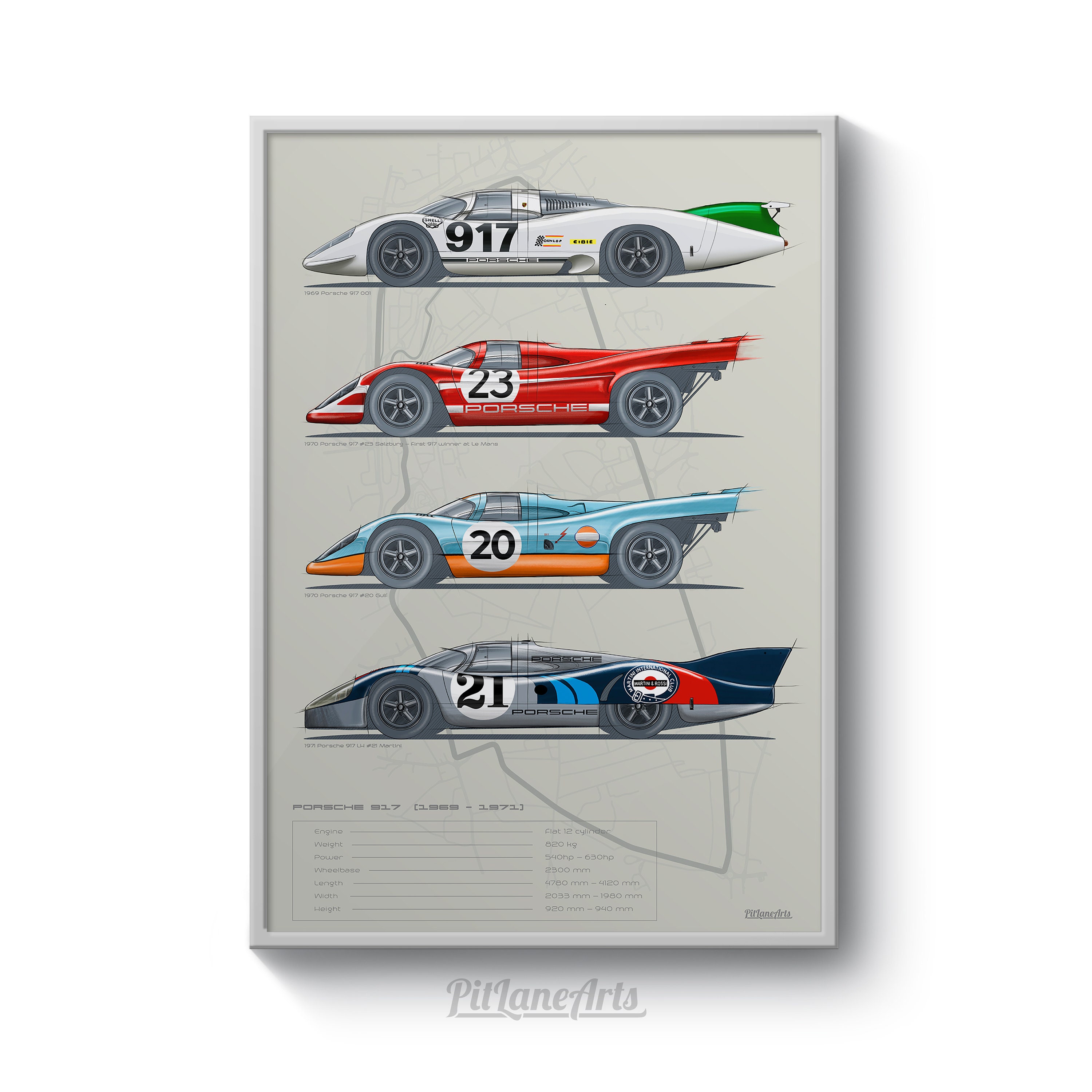 Porsche 917 Livery Art Print: Iconic Racing Car Illustration - Etsy