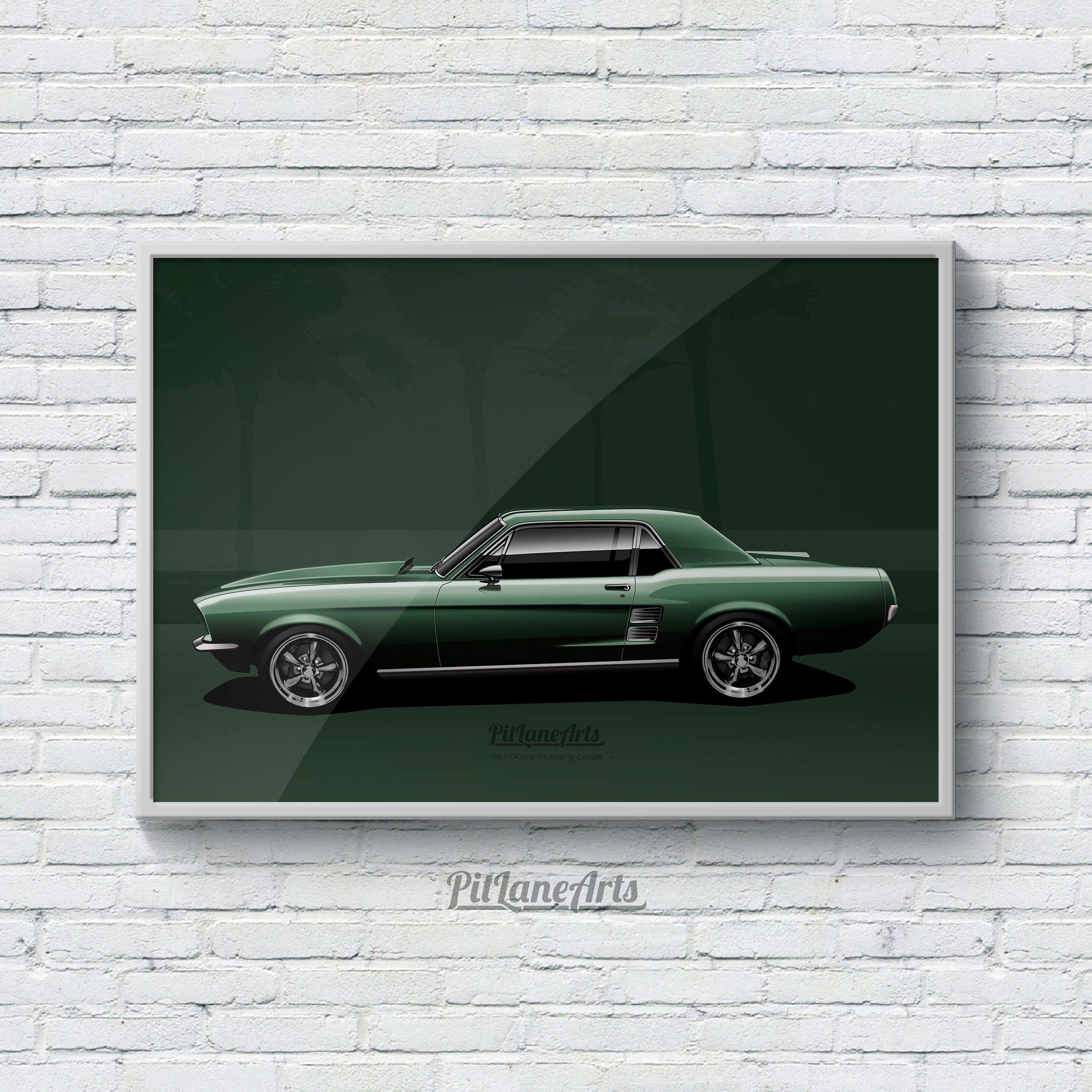 1967 Ford Mustang Coupe Poster Print, Classic Car Illustration, Car Art ...
