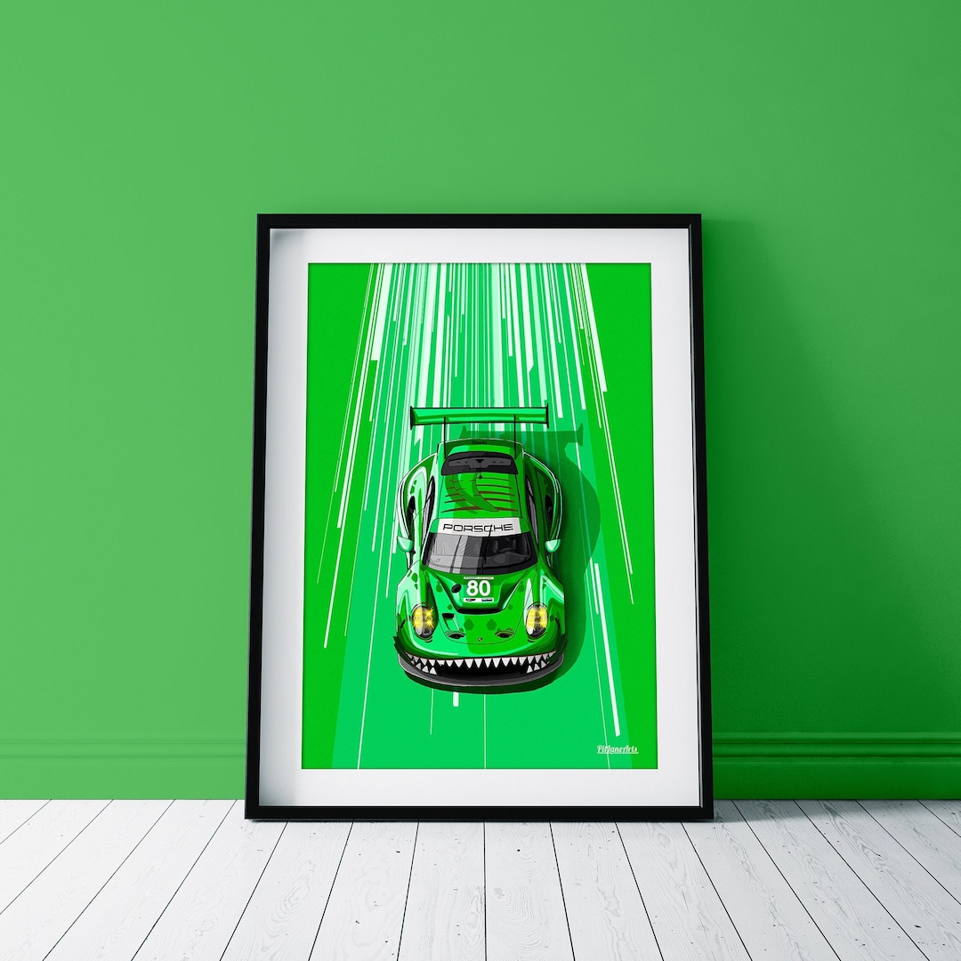 Porsche 911 RSR REXY Rennauto Motiv. Illustration der klassischen ...