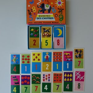 French Numbers Domino Dominoes Game 100% Complete Cardboard Vintage ...