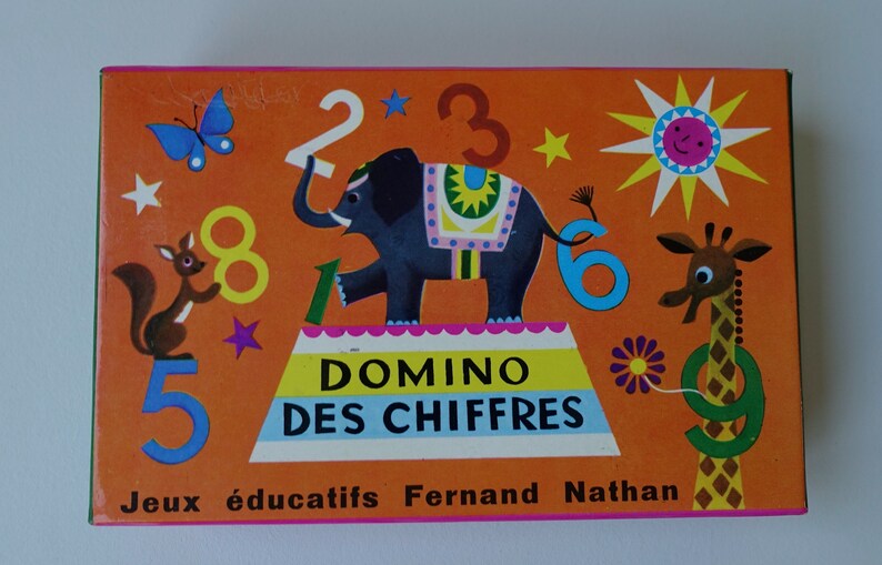 French Numbers Domino Dominoes Game 100% Complete Cardboard Vintage ...