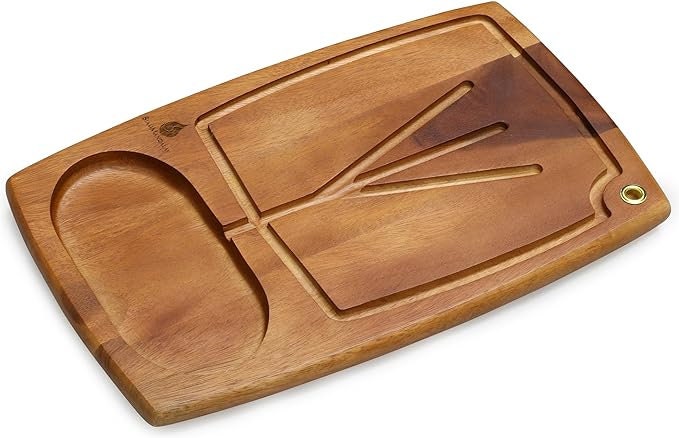Wooden Steak Cutting Board Solid Acacia: Wood Meat Carving Board With ...